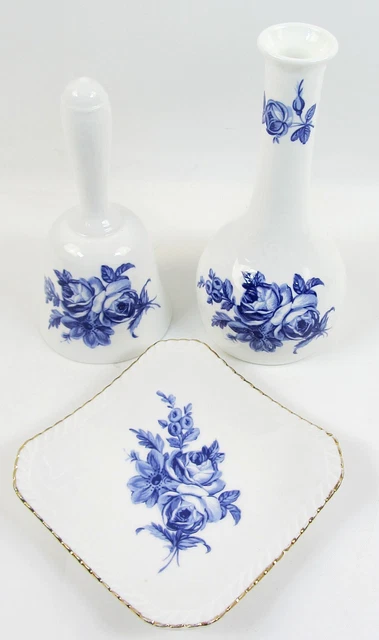 CROWN STAFFORDSHIRE ROYAL Adderley Trio Bud Vase Bell Small Pin Dish ...