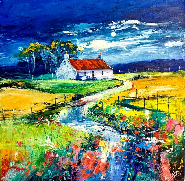 NATALIE SOUTER ORIGINAL Scottish Oil Painting "Hayfield Under Ben More ...