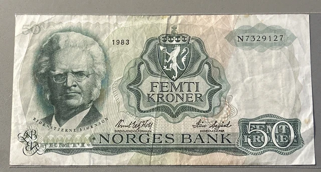 50 KRONEN 1983 Norwegen Banknoten Norgien Bank Femti Krone # 7329127 ...