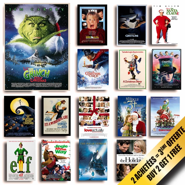 MEILLEURS FILMS DE Noël Cultes Poster Affiche Film Classique A3/A4 ...