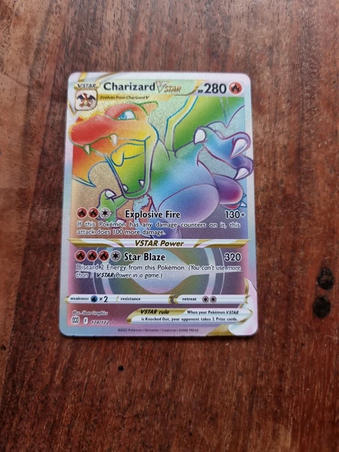 CHARIZARD V STAR Pokémon Card Secret Rainbow Rare - 174/172 Brilliant ...