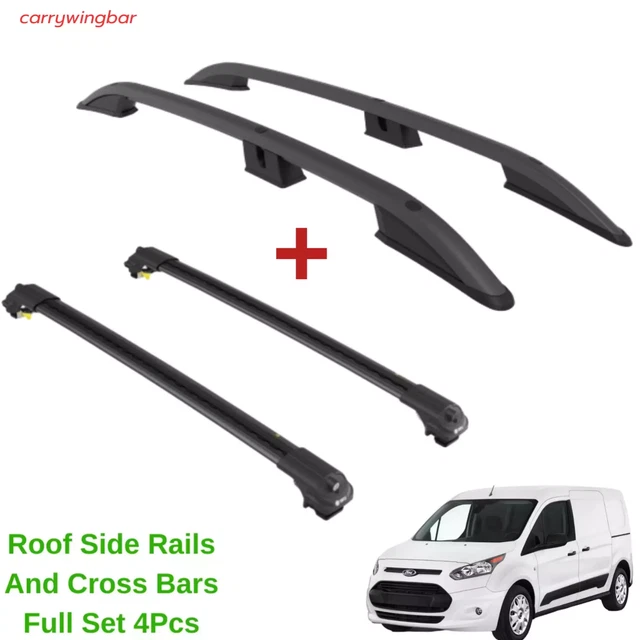 FORD TRANSIT CONNECT/TOURNEO LWB Roof Side Rails+Cross Bars Full Set ...