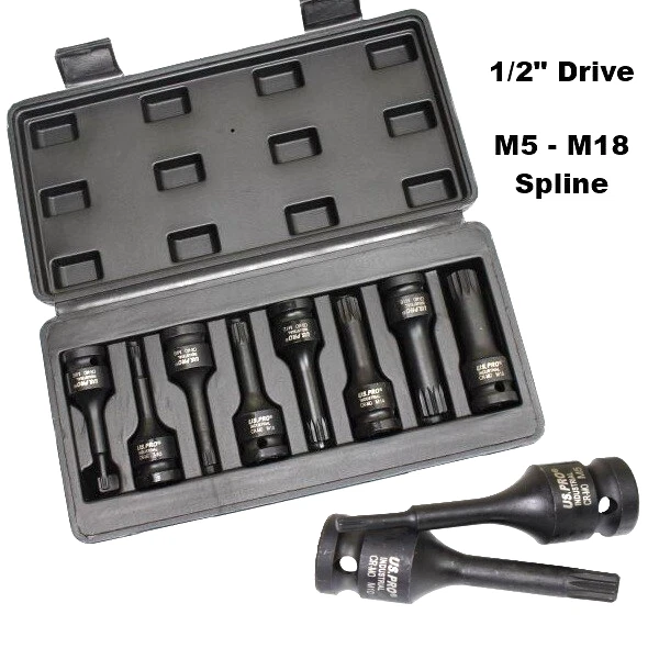 Lexivon Master Hex Bit Socket Set M8 X 78mm Spline Bit Socket - 1/2 ...