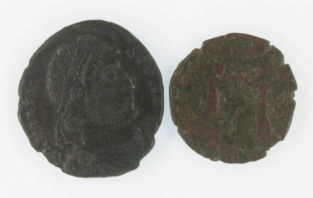 RÖMISCHE REICH 2-COIN Set Constantius II Siege Valens Ziehen Captive ...