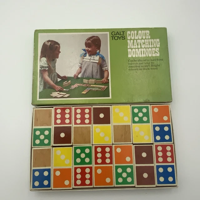 COLOUR MATCHING DOMINOES Vintage Galt Toys 1974 Complete with box £19. ...