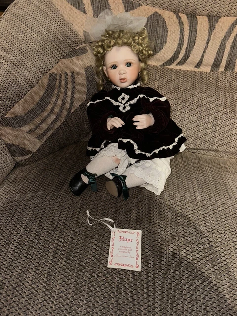 PORCELAIN DOLL HOPE Numbered Hamilton Collection 13" Christmas Green ...