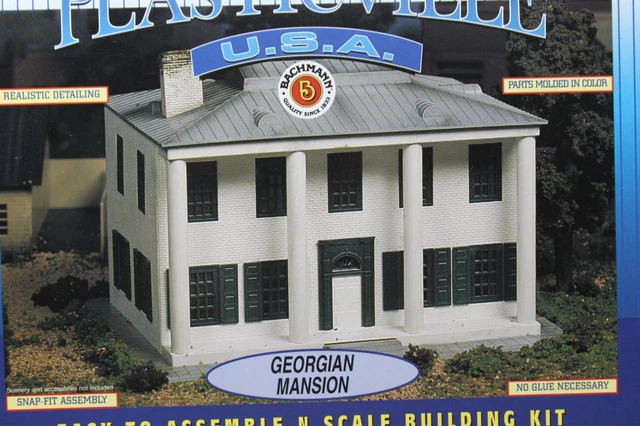 PLASTICVILLE HO SCALE Building Model Kit Georgian Mansion 45858 $18.32 ...