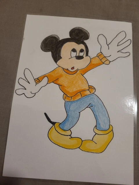 A ORIGINAL LAMINATED A5 Drawing Of Micky Mouse £5.00 - PicClick UK