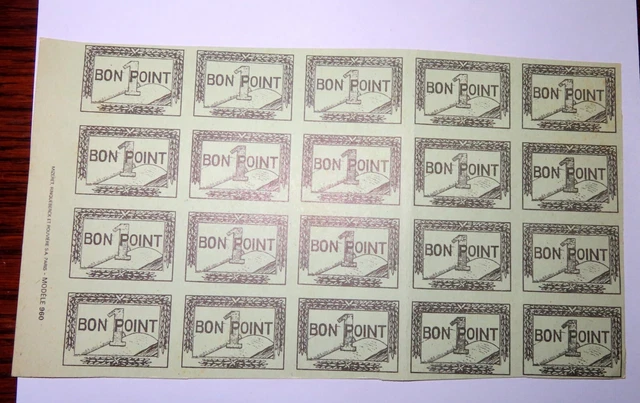 ANCIENNE PLANCHE DE 20 bon point école 2.3*3.3cm 1960 modèle 260 EUR 20 ...