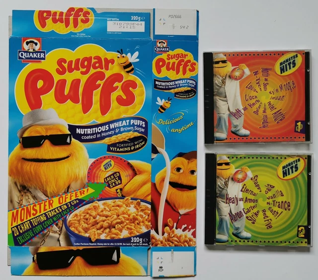 1998 QUAKER CEREAL Sugar Puffs Monster Monster Hits CD x 2 & Packet £24 ...