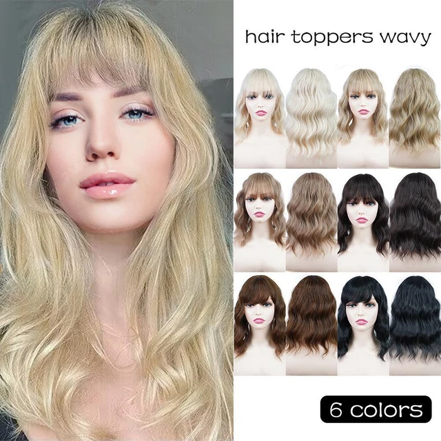 HAIR TOPPERS WAVY Replacement Wig With Bang Hair Short Curly Hair Wig ...