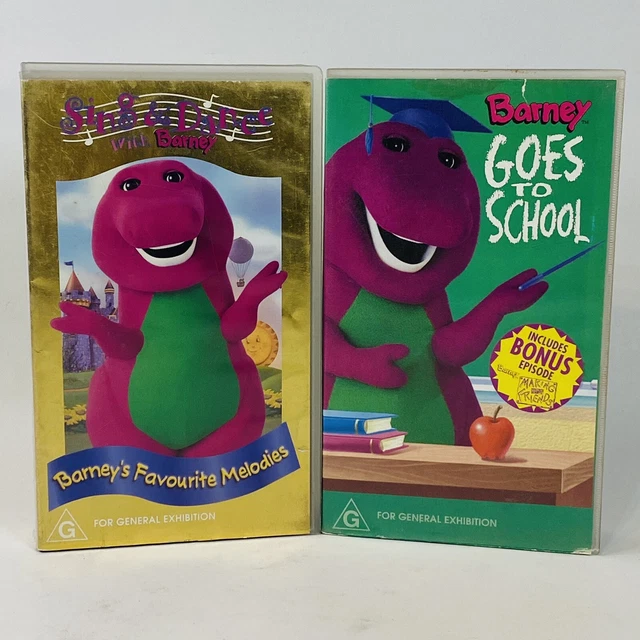 2X BARNEY VHS Video Lot Bundle: Barney Goes to School + Sing & Dance ...