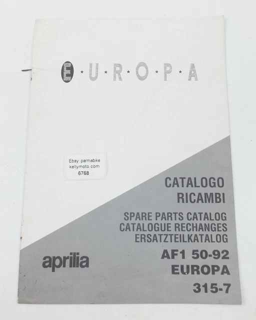 1992 APRILIA AF1 50 Europa Ricambio Catalogo Integratore Manuale Libro ...