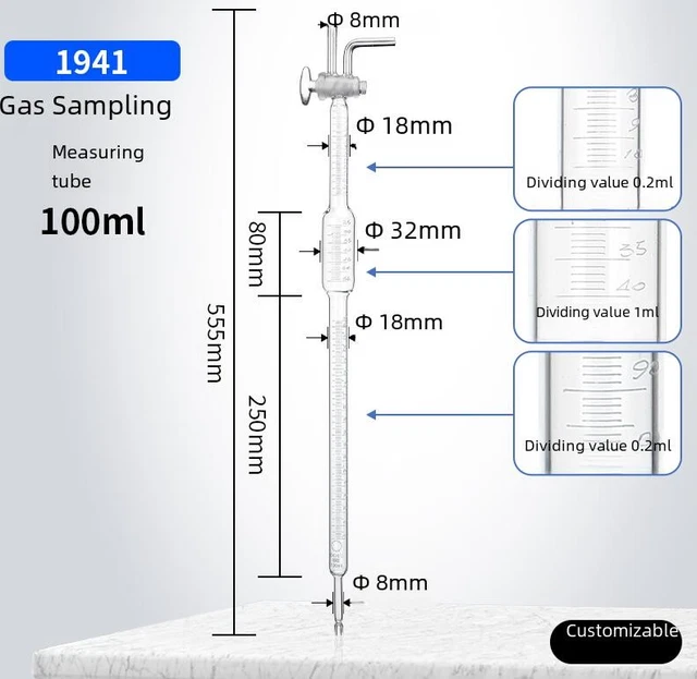 TRADITIONAL GAS BURETTE Chemistry Laboratory Glassware Gas Sampling ...