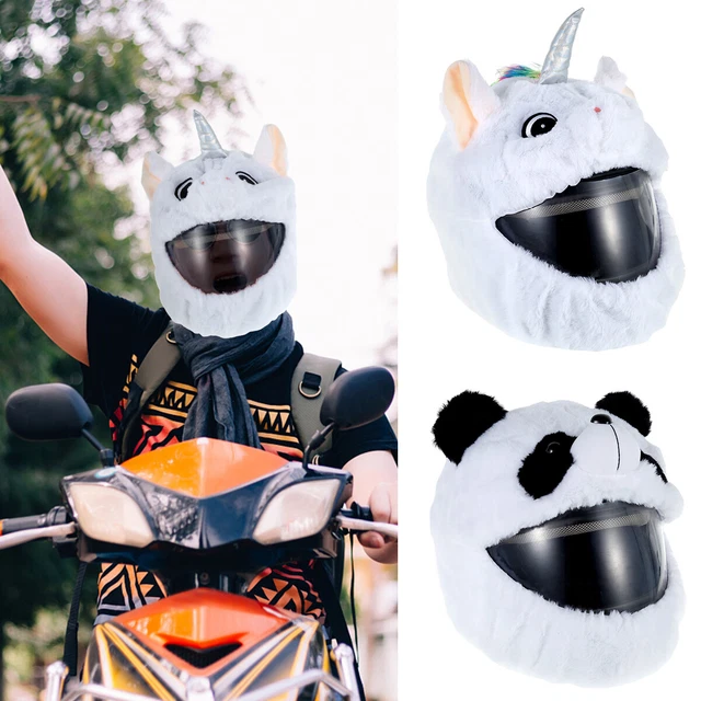 HELMET PLUSH COVER Cute Motorcycle Helmet Cover Animal Panda Motorcycle ...