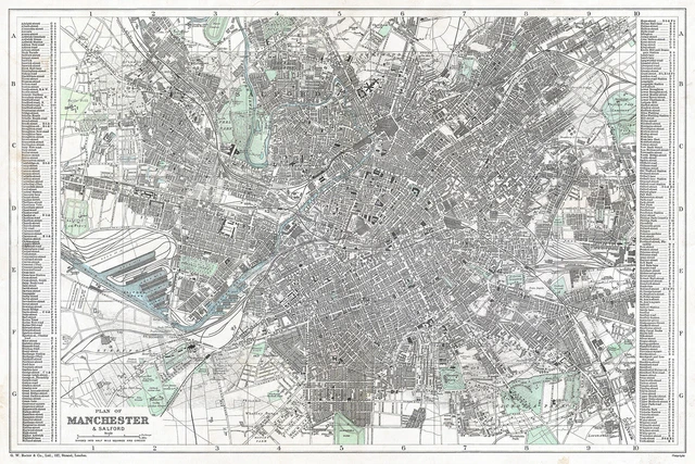Vintage Map Of Manchester FOR SALE! - PicClick UK
