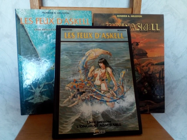 LES FEUX D'ASKELL EO T 1 2 3 + dédicace aquarelle et sceau d'Arleston ...