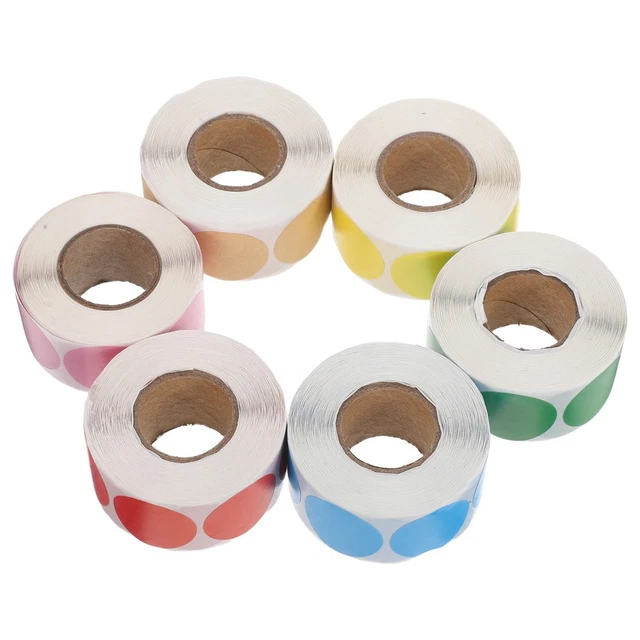 6 ROLLS ROUND Circle Sticky Labels Blank Self-Adhesive Kraft Paper ...