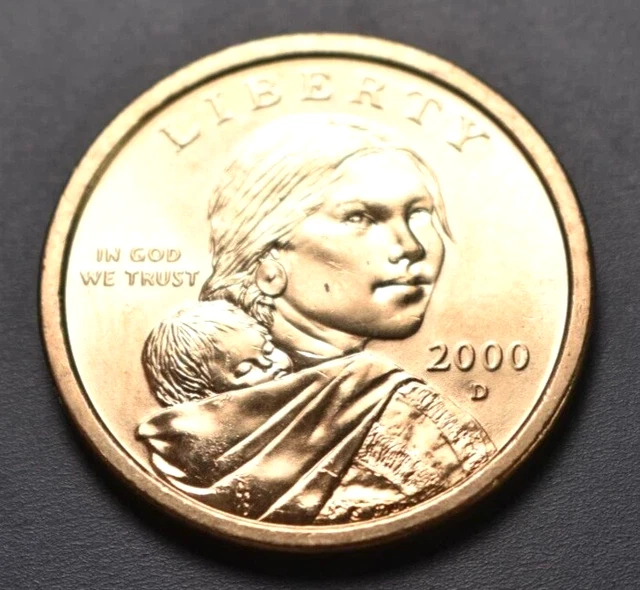 2000-D SACAGAWEA Native American Golden $1 Dollar **Shinny ...