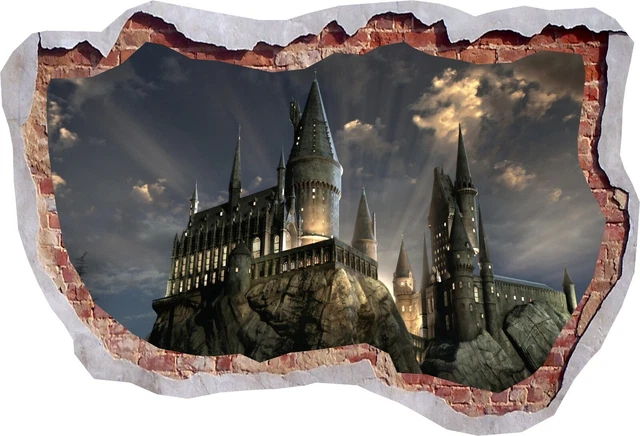 HOGWARTS CASTLE 3D Smashed Wall View Sticker Art Poster Vinyl 464 £10. ...