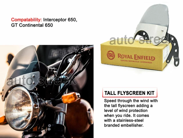 ROYAL ENFIELD GT and Interceptor 650 Black Painted Fly Screen Kit £49. ...