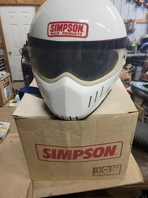 VINTAGE SIMPSON RX-3 7-1/2 White Racing Helmet With Box RX3 $550.00 ...