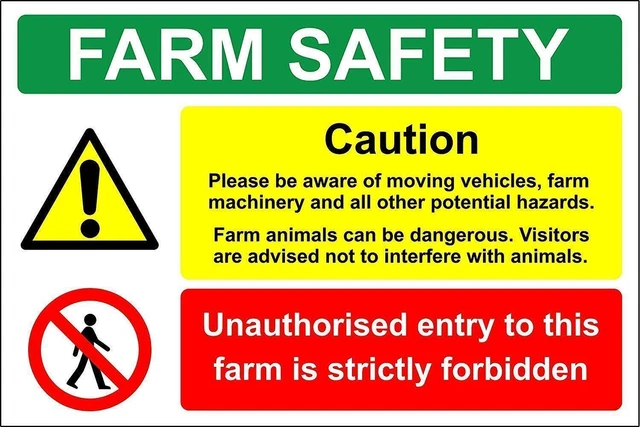 FARM SAFETY SIGN unauthorised entry is forbidden metal park safety sign ...