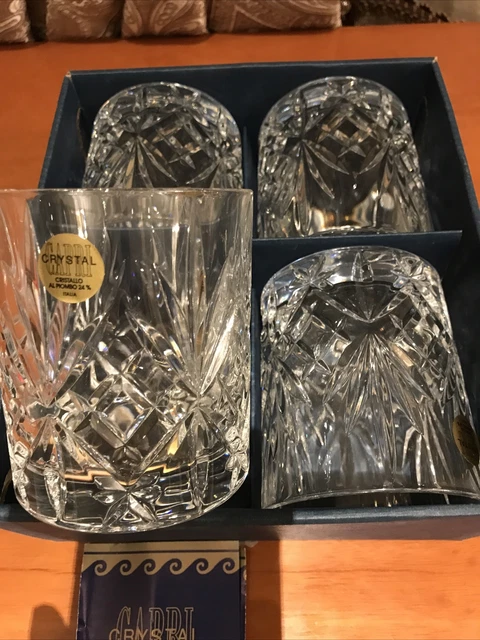 CAPRI CRYSTAL WHISKEY TUMBLERS Made in Italy Glass Set of 4 Overture ...