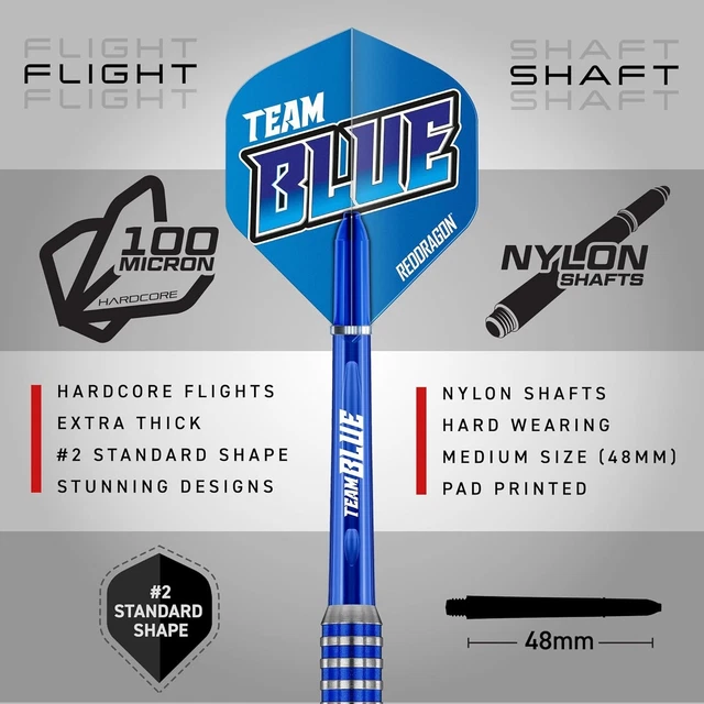 RED DRAGON TEAM Red vs Team Blue Steel Tip Darts Set 20g – Pro ...