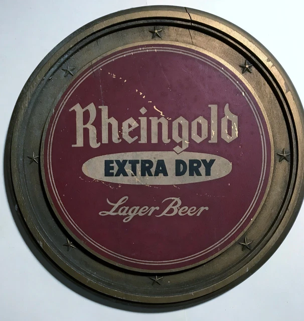 RARE VINTAGE 1950'S Rheingold Extra Dry Lager Beer Round Wood Sign £38. ...