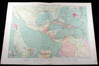 ANTIQUE SHIPPING LINE Route Map Central American Ocean Liner West ...