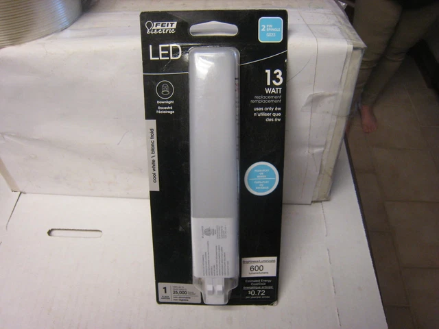 FEIT ELECTRIC 2 Pin GX23 LED Bulb 6 Watt 13 Equivalent Cool White 600 ...