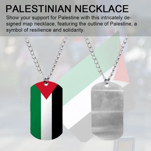 GOLD PLATED PALESTINE Flag Map Necklace Pendant with Chain Palestinian ...