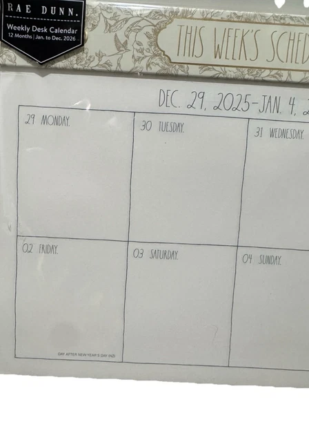 2026 WEEKLY DESK Planner Rae Dunn 12 Months Calendar Jan- Dec. 2026 ...