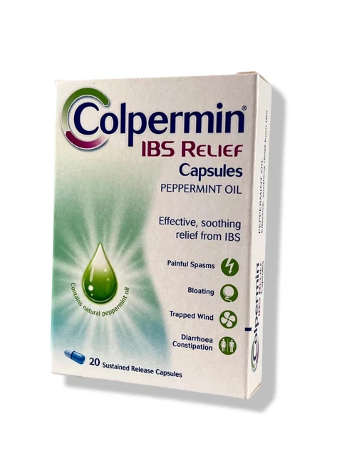 COLPERMIN IBS CAPSULES 20's - Reduces Spasms & Cramps In Large Bowel £9 ...