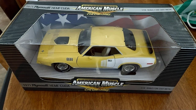 ERTL AMERICAN MUSCLE 1971 Plymouth HEMI Cuda Yellow 1:18 RARE VINTAGE 1 ...