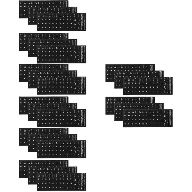 24 SHEETS LANGUAGE Keyboard Stickers Laptop Keyboard Decals With White ...