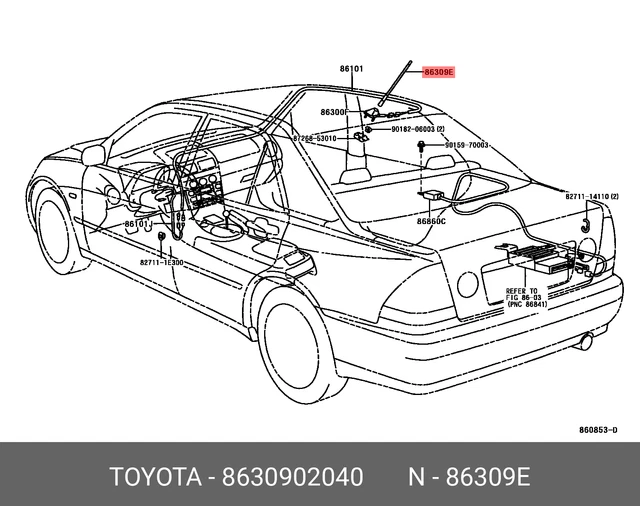 GENUINE OE POLE Sub-Assembly Roof 8630902040 for Toyota 86309-02040 £ ...
