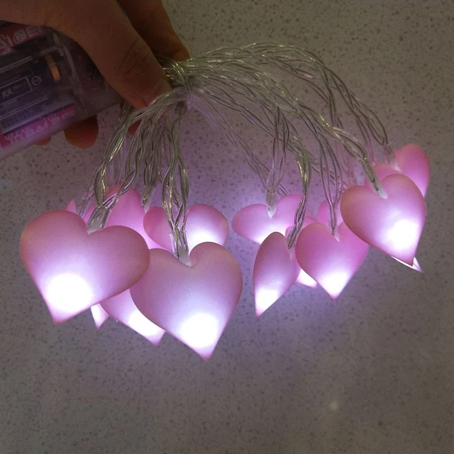 BATTERY POWERED 20 Led Heart Shape String Lamp Warm White Light for ...