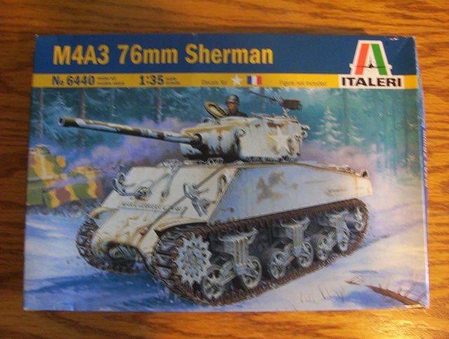 ITALERI 1/35 SCALE U.S. M4A3 76mm Sherman Tank model kit. [untouched] £ ...
