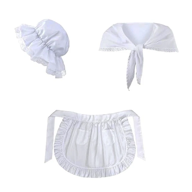 WOMEN COLONIAL COSTUME Accessories Set Shawl Mobs Caps Bonnet Ruffle ...