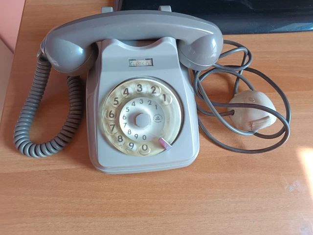 TELEFONO FISSO SIP Vintage a Disco Rotella Anni 70 80 90 Grigio D'Epoca ...