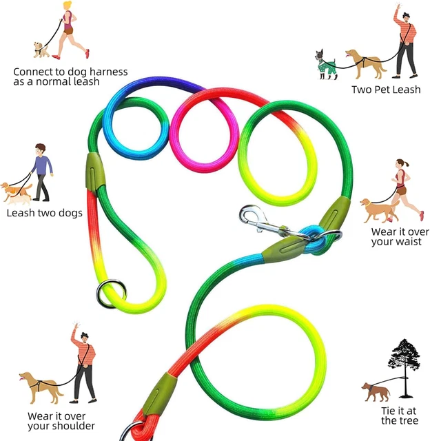 HANDS FREE DOG Leash& 7.5Ft Cross Body Rope with Slip Lead Durable for ...