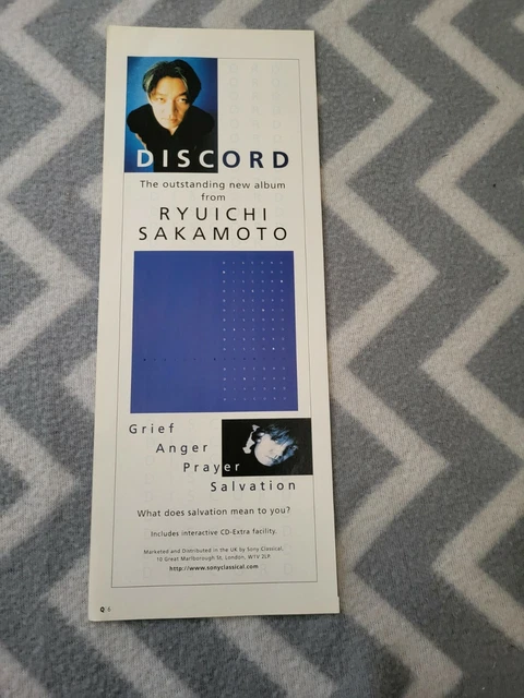 TPQL5 ADVERT 11X4 Ryuichi Sakamoto : 'Discord' Album £5.99 - PicClick UK