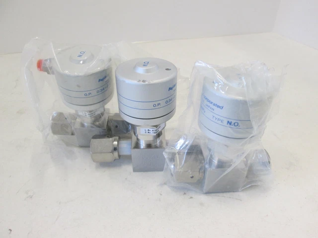 FUJIKIN, O.P. .34 -.69 MPa Pneumatic Valve, N.O, 316L, 1/4 FVCR, Used ...