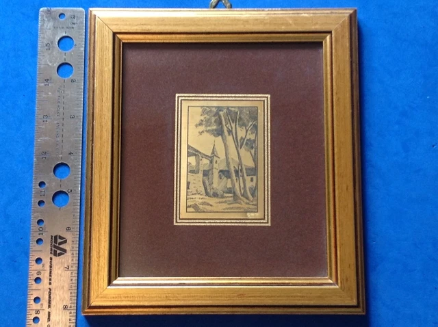 ANTIQUE 24K ON sterling silver Guerrini Italian art landscape engraving ...