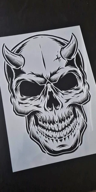 HORNED SKULL STENCIL Scary Danger Airbrush Paint Mylar Reusable High ...