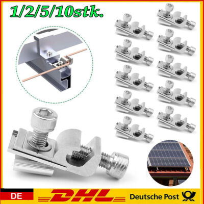 DHL 10STK. ERDUNGSKLEMME Alu Edelstahl PV Solarpanel Erdung Klemme Für Aluprofil EUR 31,88 ...