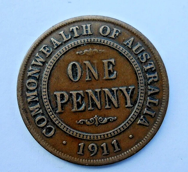 1911 AUSTRALIAN GEORGE v PENNY. OLD TIMER, 113 YEARS OLD . A great coin ...