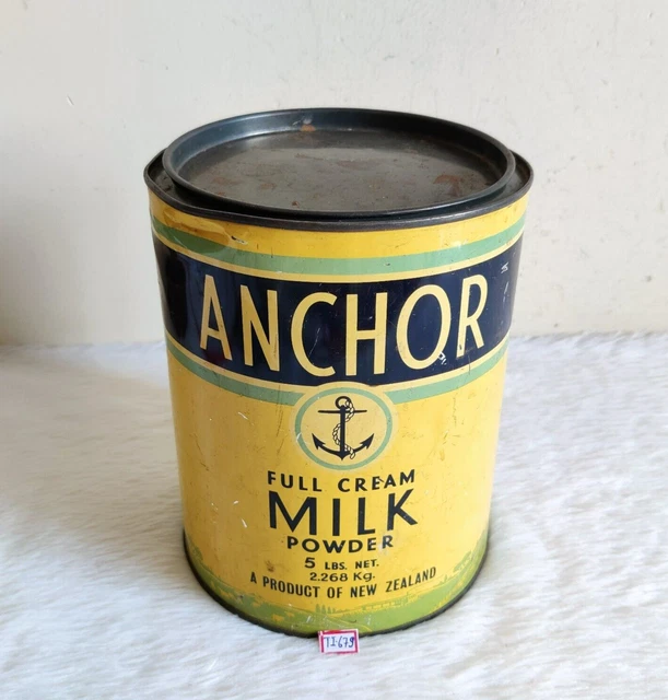 VINTAGE ANCHOR BRAND Milk Powder Adv. Tin Box New Zealand Collectible ...